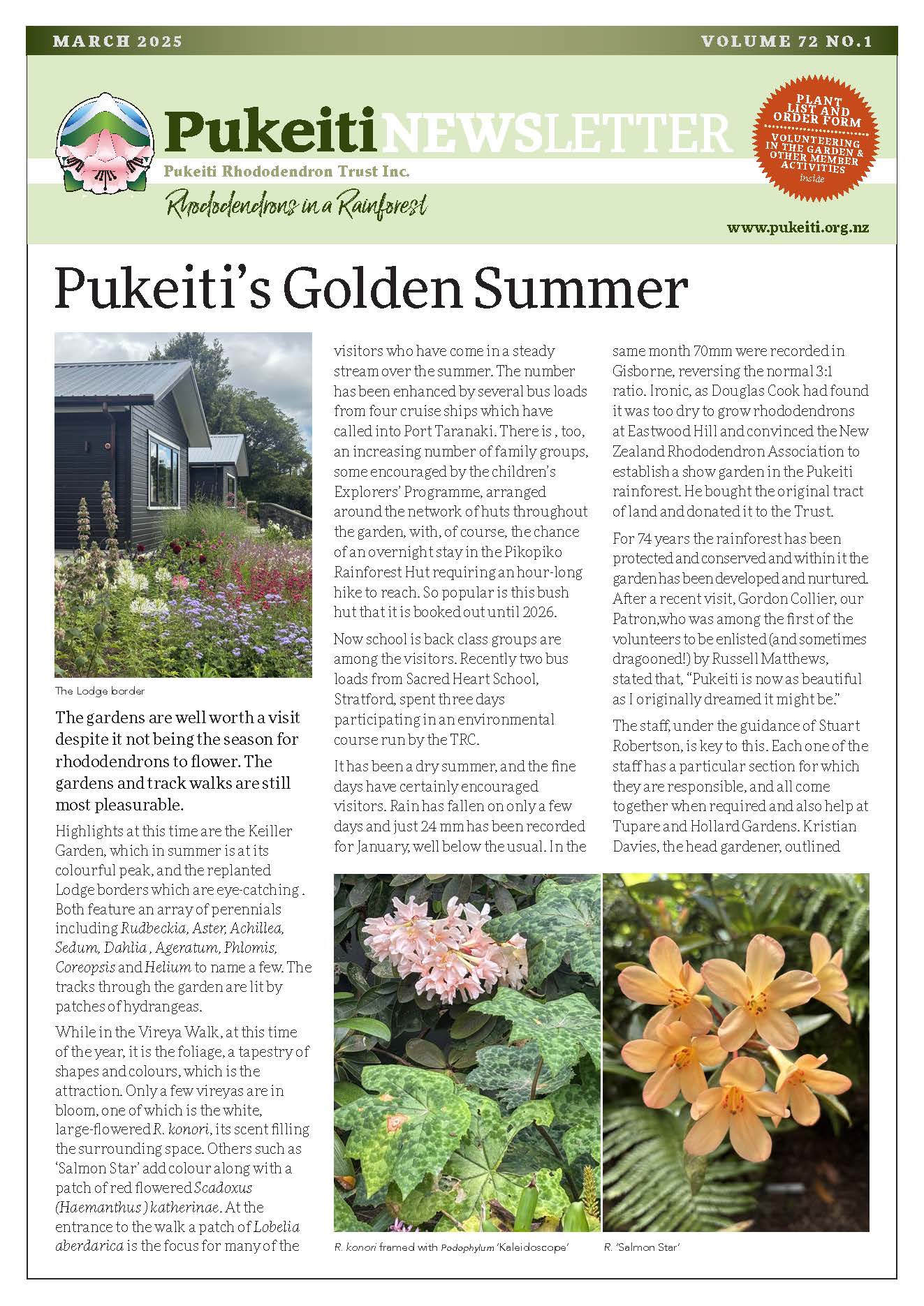 Newsletter Archive | Pukeiti Rhododendron Trust Inc.